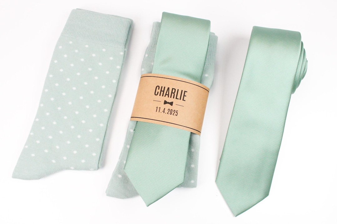 Matching Light Sage Tie & Socks Set | Sage Wedding Tie, Light Green ...