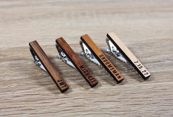 Personalized Tie Clips Handmade Wooden Tie Bar With Custom - Etsy
