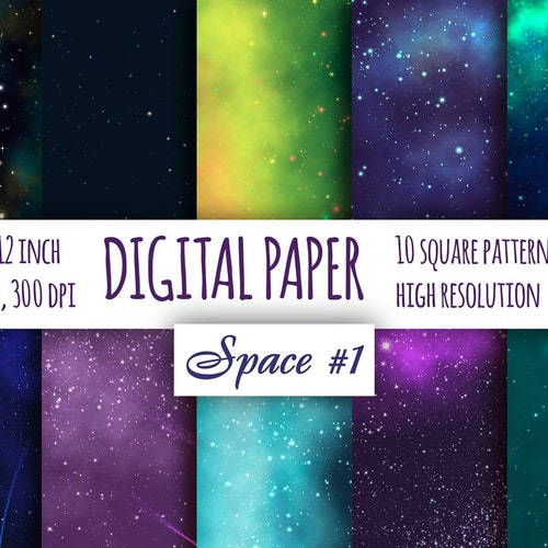 Space Digital Paper Galaxy Paper Space Background Stars | Etsy
