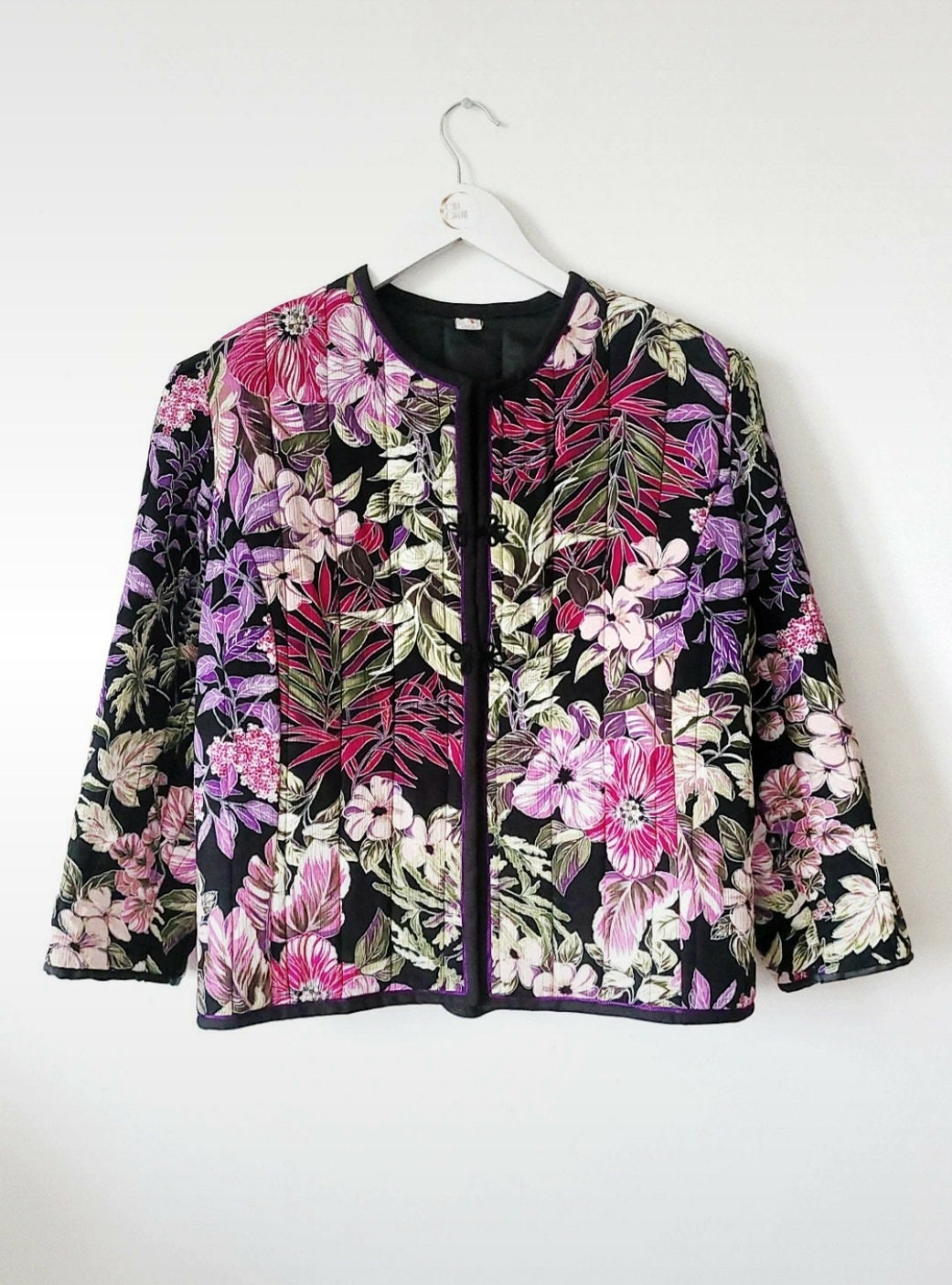 Vintage 90s Chinese Jacket Quilted With Flowers Warm Asian Down Jacket ...