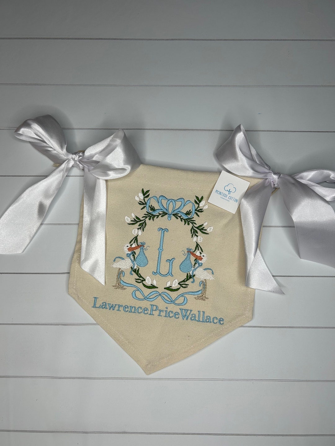 Florals and Storks Baby Banner, Birth Announcement, Baby Welcome ...