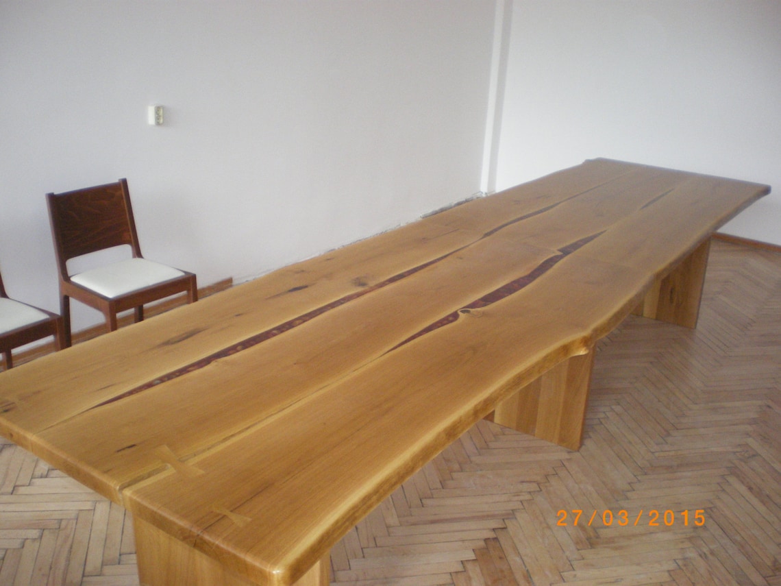 Live Edge Oak Dining Conference Table - Etsy