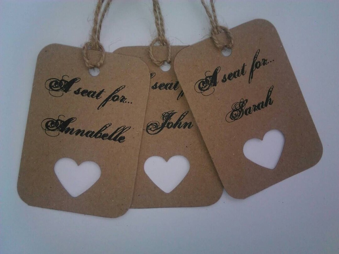 Vintage Kraft Wedding Seating Plan Tags With Heart - Etsy