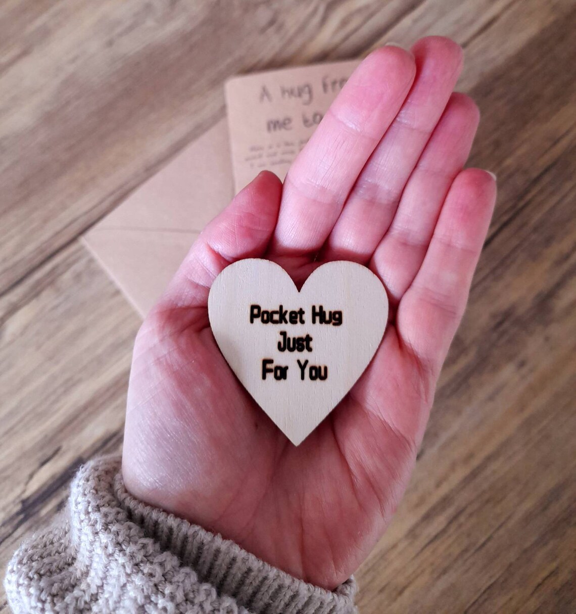 Plywood Pocket Hug Token, Friendship Gift, Thinking of You - Etsy UK