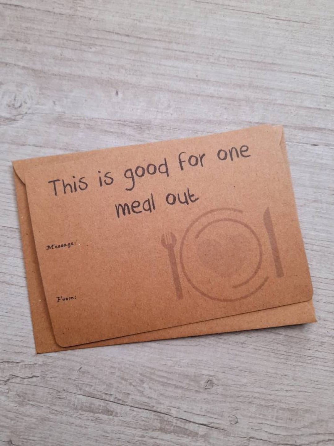 Meal Out Gift Voucher, Kraft Card, Thinking of You Gift - Etsy