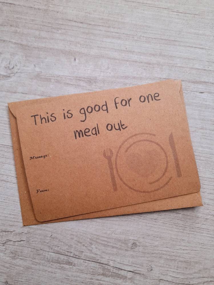 Meal out voucher gift voucher thinking of you gift | Etsy