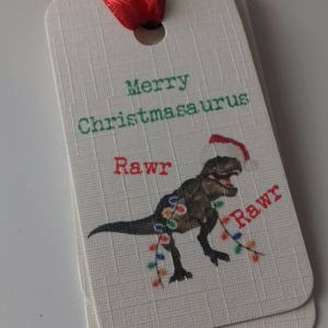 Christmas Dinosaur Tags, Dinosaur Tags, Christmas Tags, Dinosaur ...