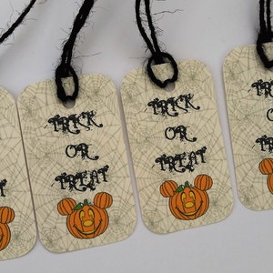 Disney Mickey Pumpkin Trick or Treat Halloween Party, Favour Bag Tags ...