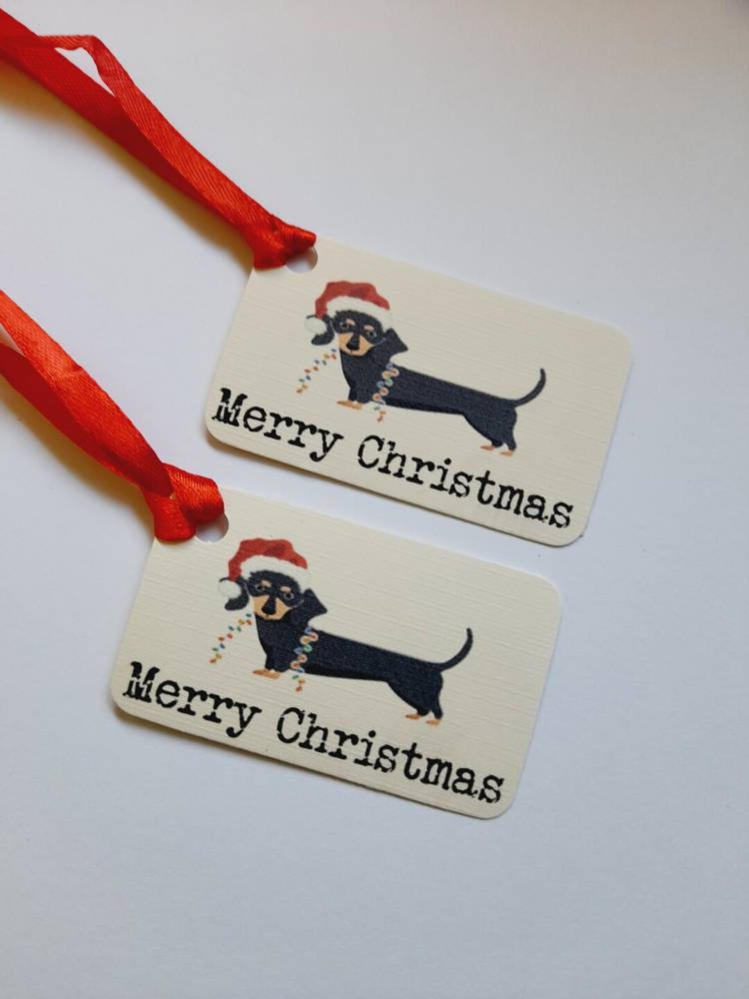 Christmas Sausage Dog Tags, Sausage Dog, Christmas Present Tags, Gift ...