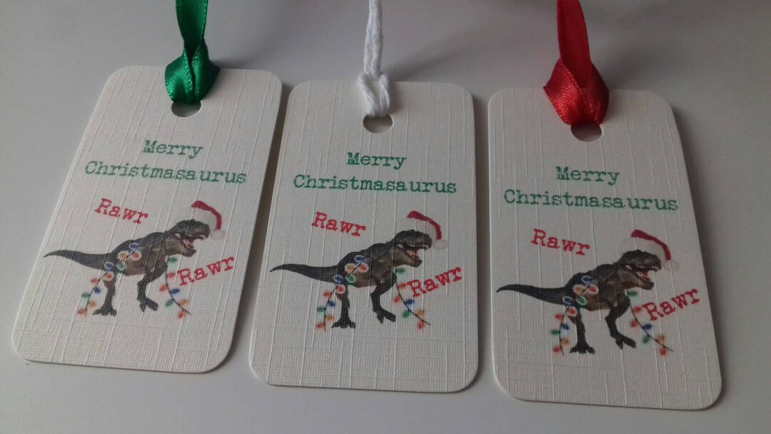 Christmas Dinosaur Tags, Dinosaur Tags, Christmas Tags, Dinosaur ...