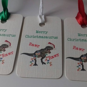 Christmas Dinosaur Tags, Dinosaur Tags, Christmas Tags, Dinosaur ...