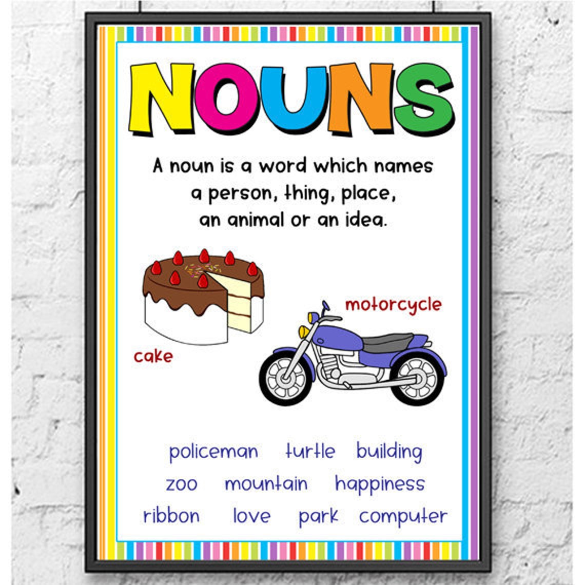 Nouns English Grammar Poster for Classroom or Home Digital | Etsy
