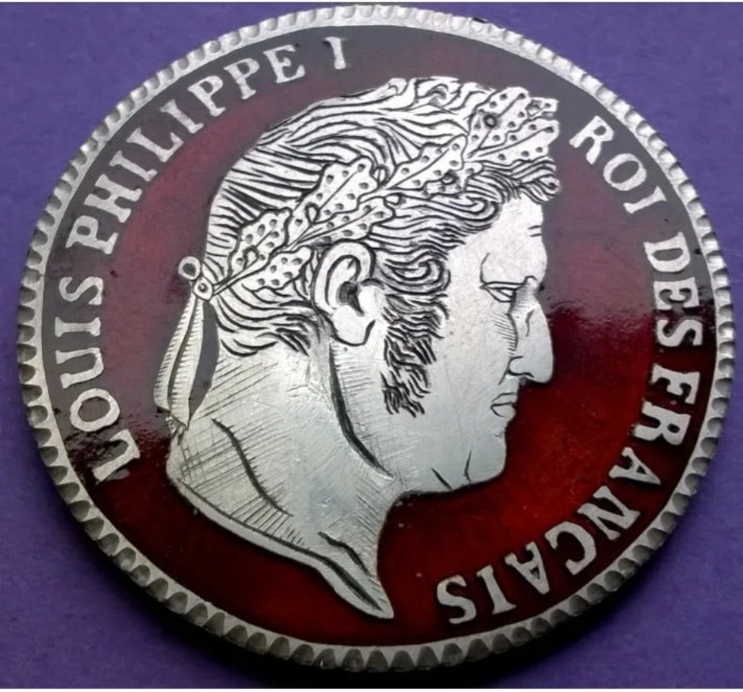 Rare France Silver 5 Franc Coin | Ruby Red Engraved Detail | Coin ...