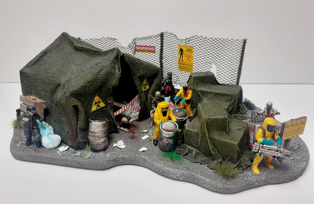 Post-apocalyptic Zombie Outbreak Diorama | Military Camp Biohazard ...