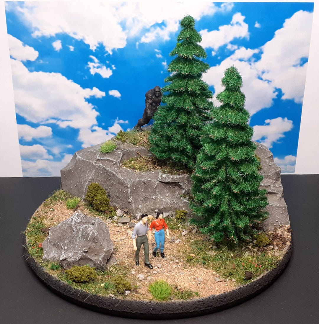 Bigfoot / Sasquatch in the Trees With Couple Walking Model Display ...