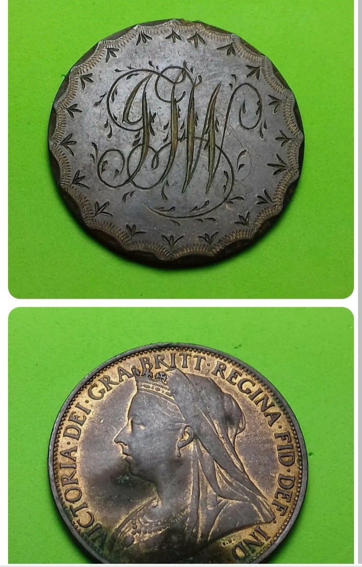 Engraved Victoria Bronze Old Head Penny Coin 1895 1901 With - Etsy