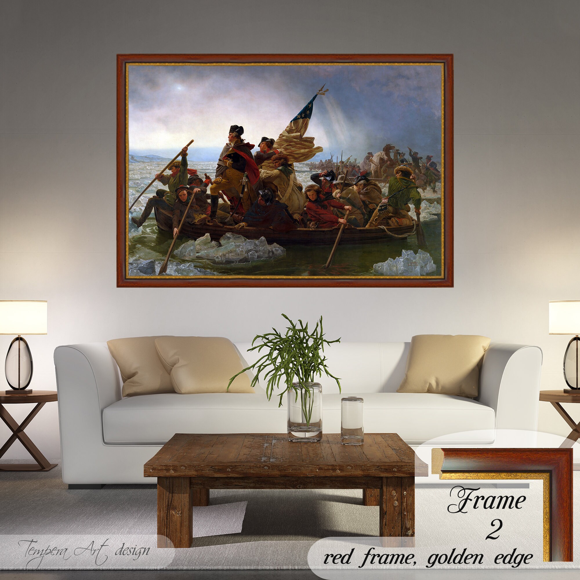 George Washington Crossing The Delaware Painting By Leutze On Canvas ...