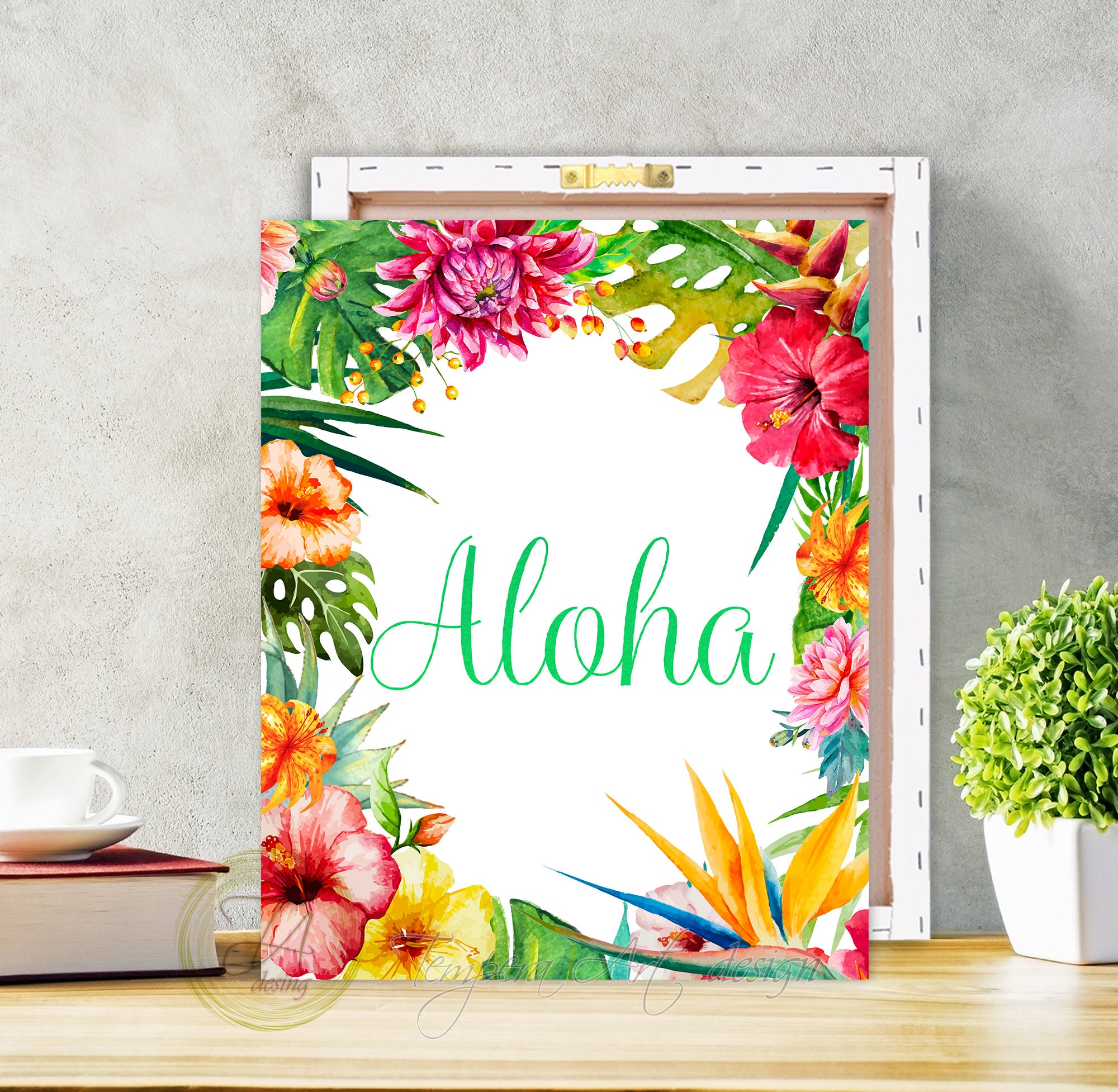 Aloha Sign Decor Aloha Canvas Art Aloha Print Tropical | Etsy