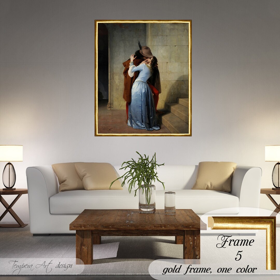 Impressão em tela de Francesco Hayez, "O Beijo", com ou sem moldura ...