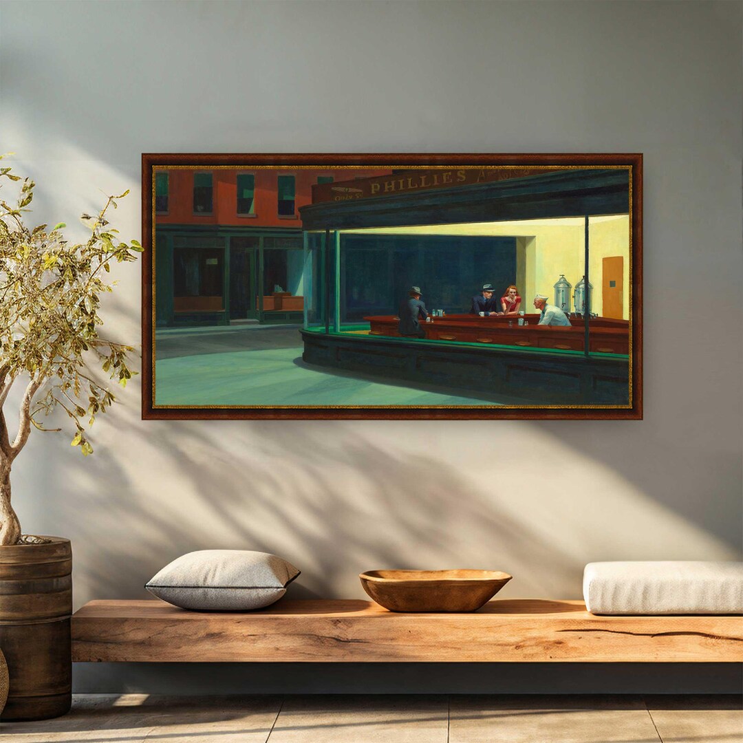 Edward Hopper - Nighthawks Canvas Print Reproduction With Framing ...