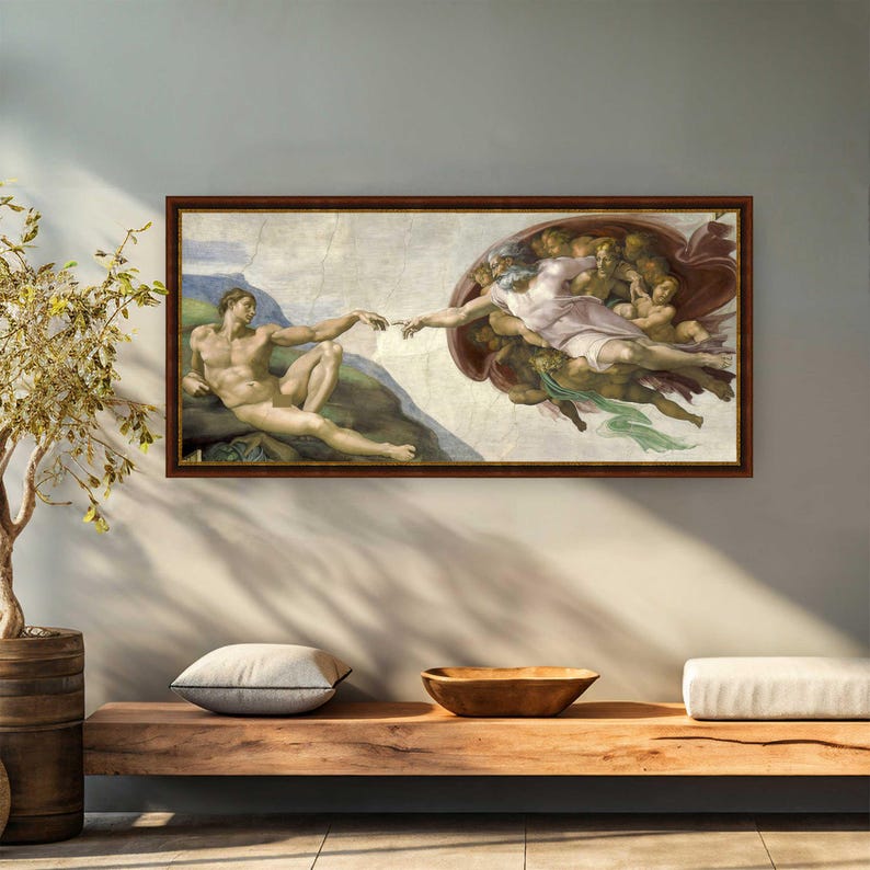 The Creation of Adam by Michelangelo Reproduction Printed on Canvas - Etsy