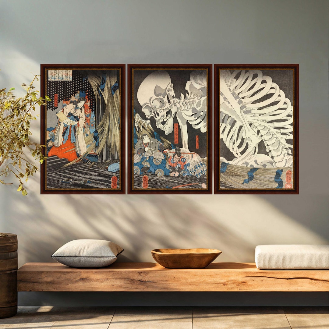 Takiyasha the Witch by Utagawa Kuniyoshi Canvas Print Set, Skeleton ...
