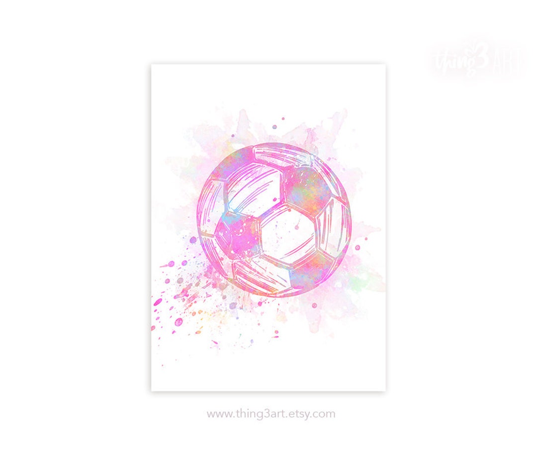 Soccer Ball Watercolour Art Print - Football Prints for Girls ...