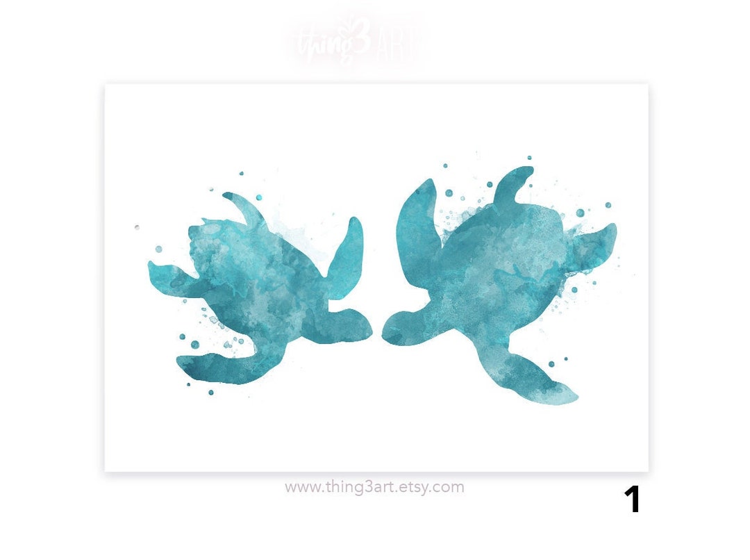 Sea Turtle Couple Watercolor Art Print: Turtle Lover Gift - Etsy