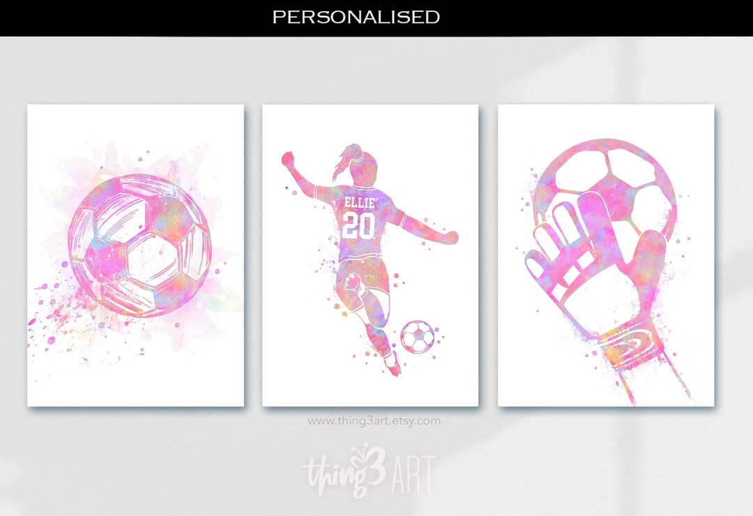 Personalised Goalkeeper Soccer Prints for Girls, Set of 3 Prints, Girl ...