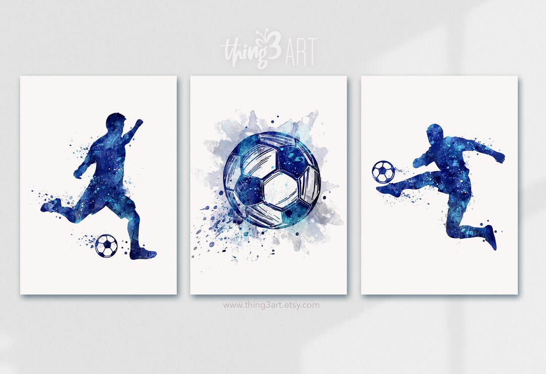 Soccer Player Watercolour Art - Set of 3 Prints - Soccer Watercolour ...