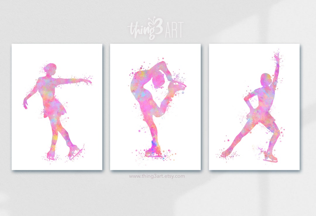 Figure Skating Watercolor Art Prints - Set of 3 - Etsy