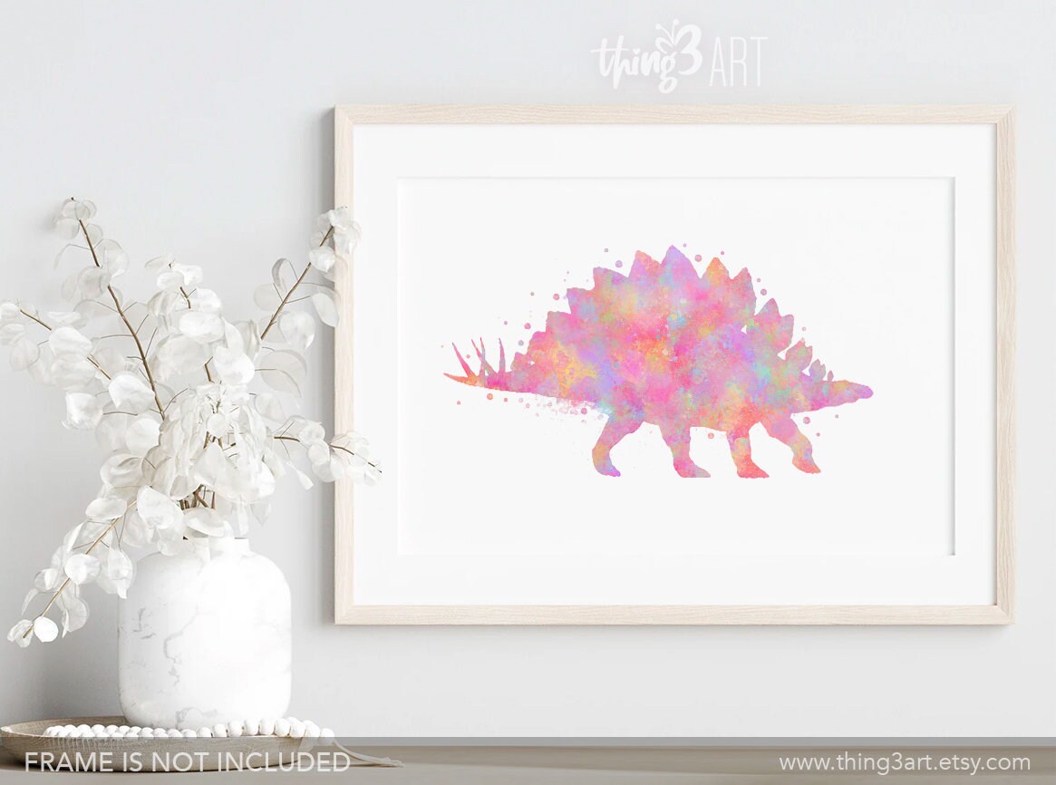 Stegosaurus Watercolor Print Dinosaur Watercolor Art Print Stegosaurus ...