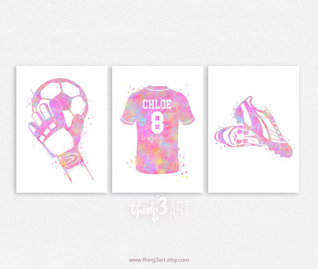 Personalised Soccer Goalkeeper Prints for Girls, Set of 3 Prints ...