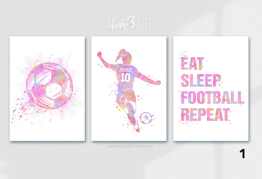 Personalised Soccer Prints for Girls Set of 3 Prints Girl - Etsy