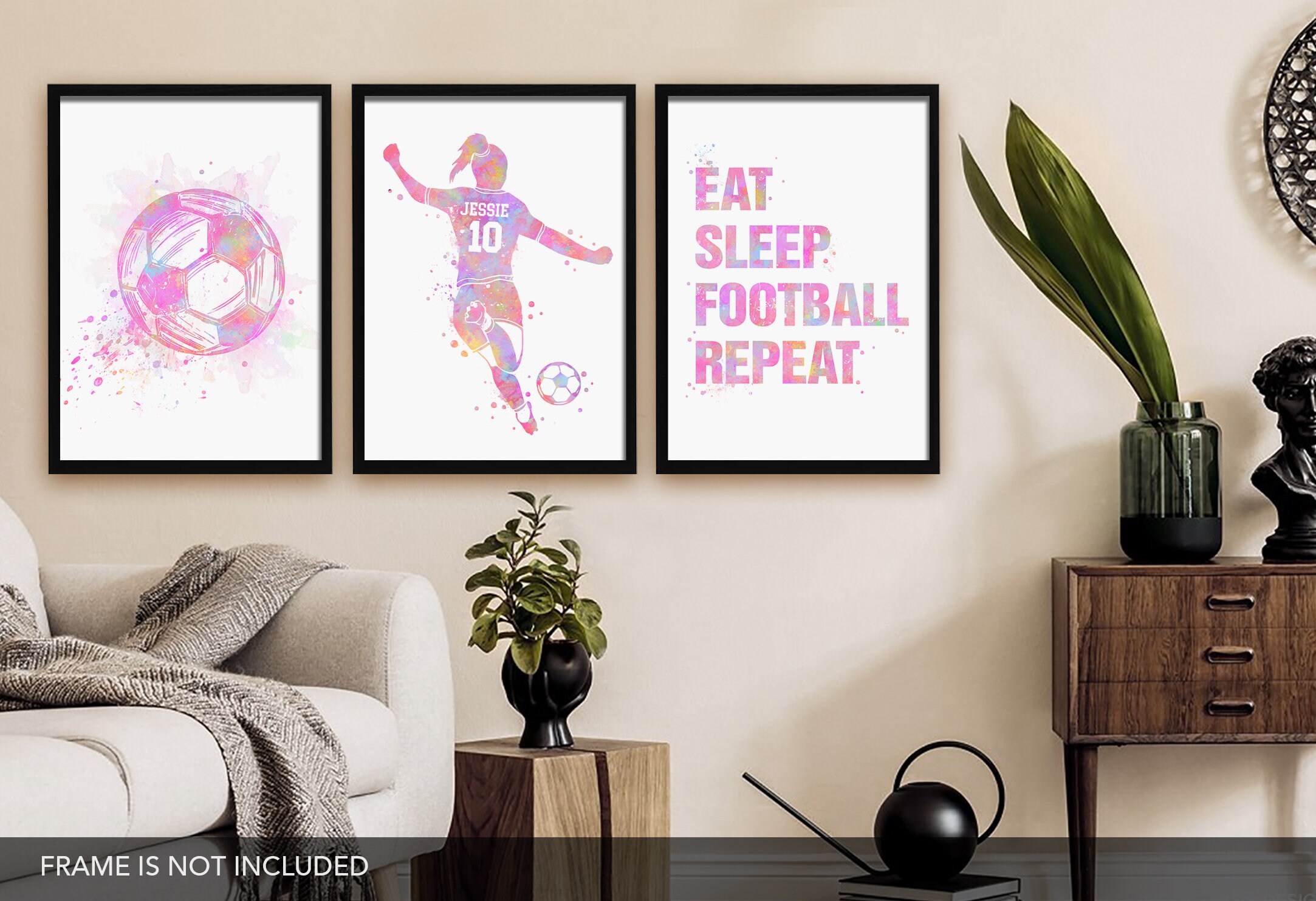 Personalised Soccer Prints for Girls Set of 3 Prints Girl - Etsy