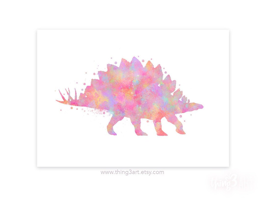 Stegosaurus Watercolor Print Dinosaur Watercolor Art Print Stegosaurus ...