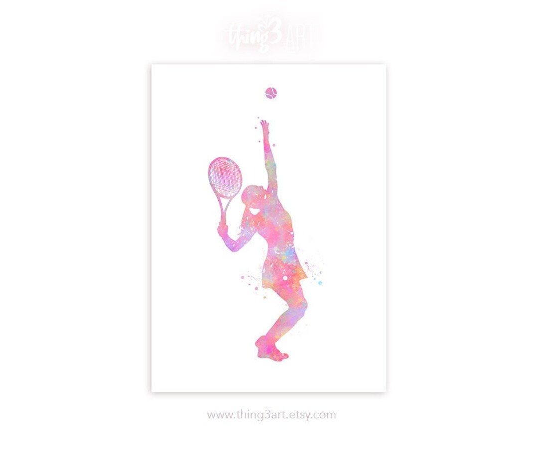 Female Tennis Player Watercolour Art Print - Tennis Watercolour Poster ...