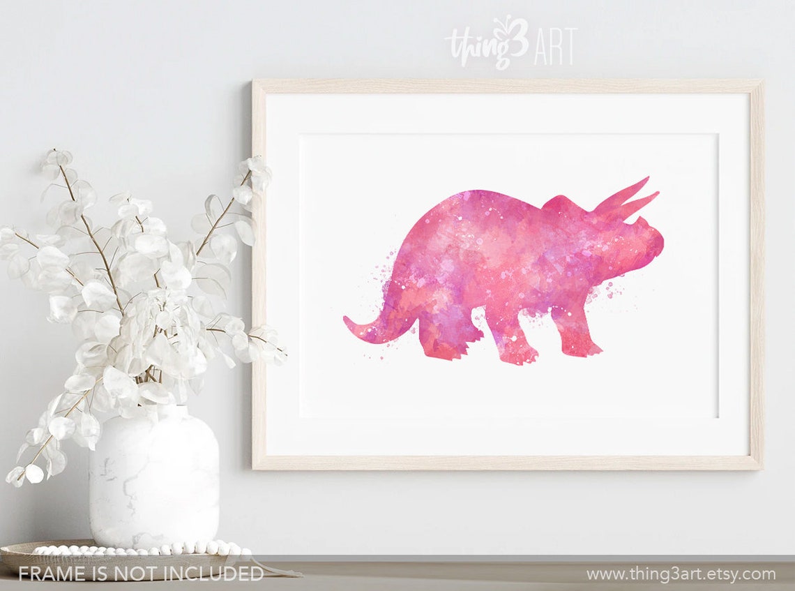 Triceratops Watercolor Print Dinosaur Watercolor Art Print - Etsy