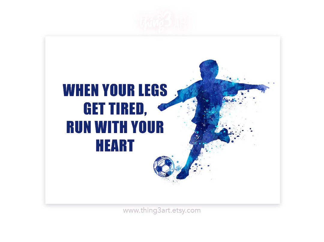 Soccer Boy Motivational Quote Watercolour Art Print - Boys Room Soccer ...