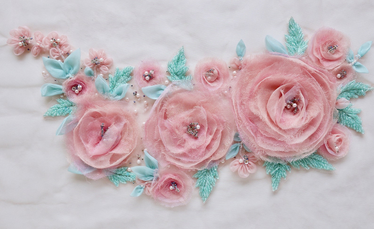 Hand-made Applique of Delicately Layered Flowers With Rustic - Etsy