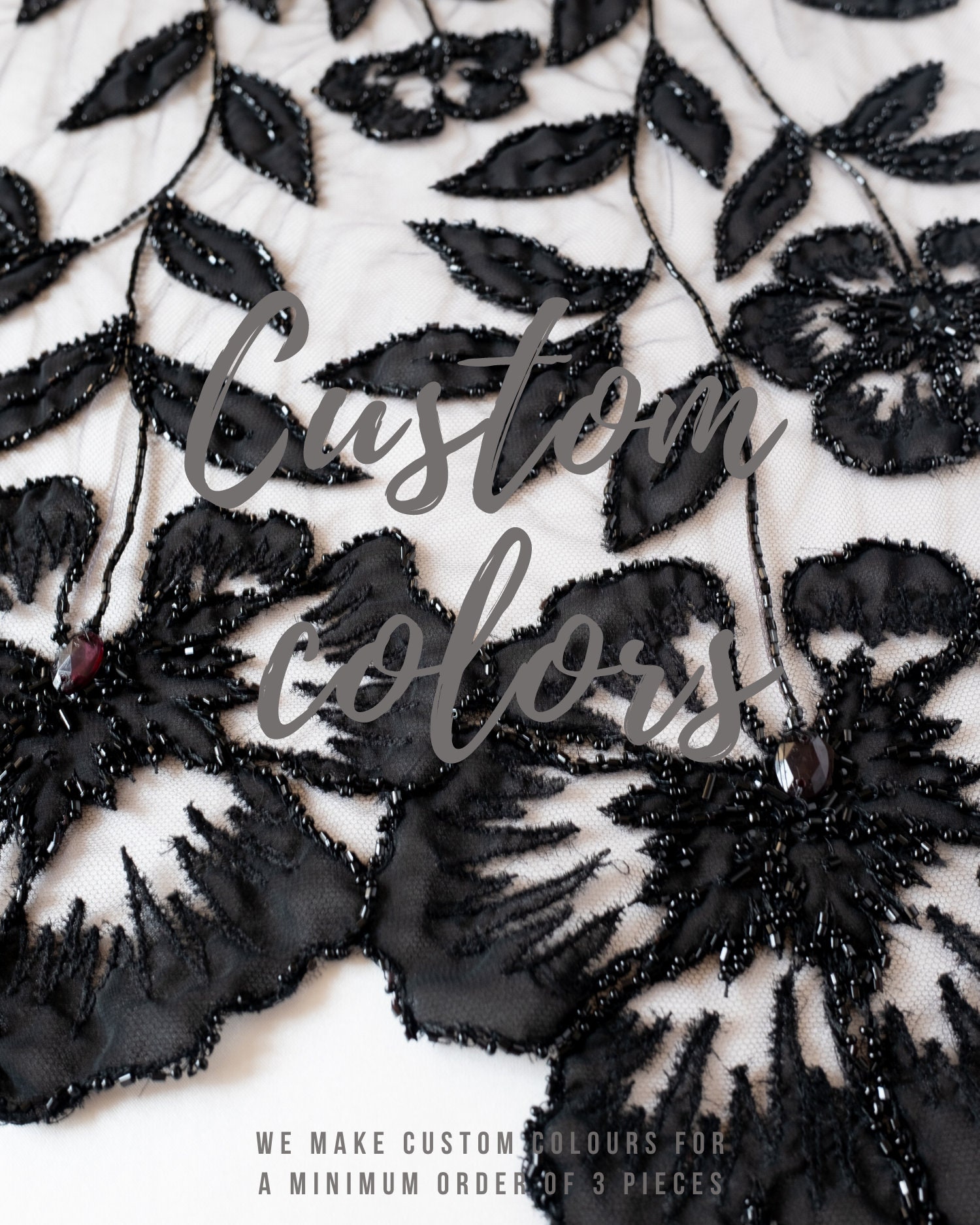 Hand-embroidered Tulle Black Beading With Cutwork of | Etsy