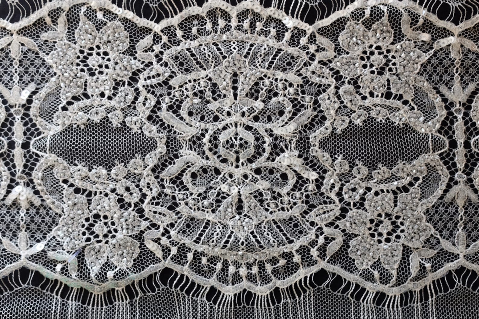 French Lace Hand-embroidered With Beads and Sequins | Etsy