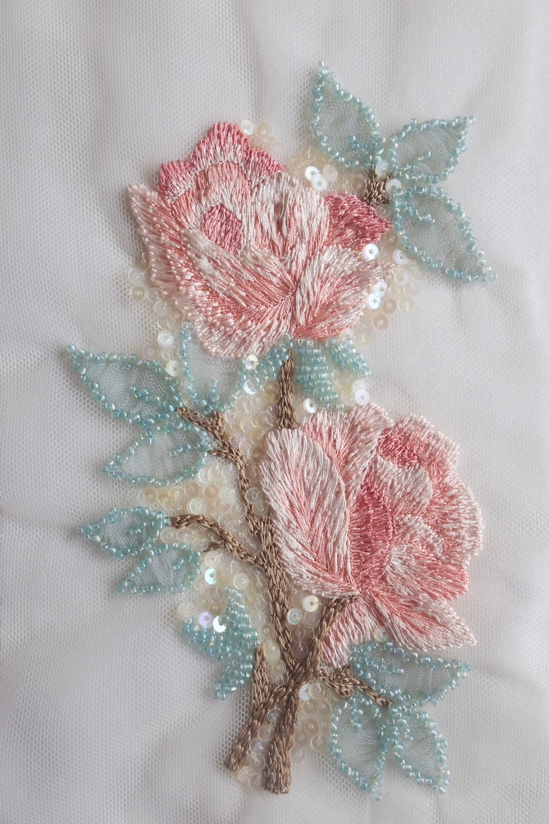 Hand-made Motif With Threads and Tule Applique Leaves - Etsy India