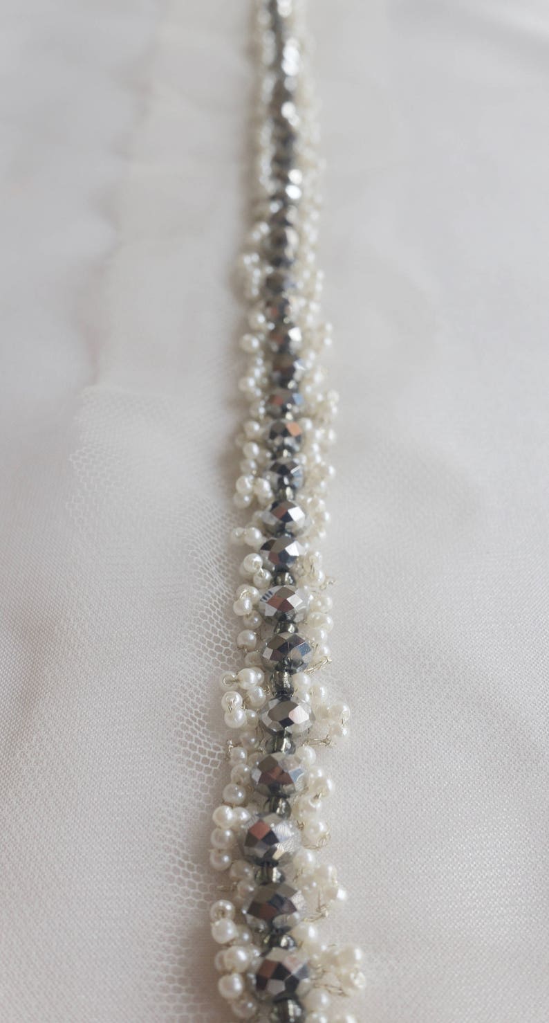 Hand-made Trim With Anthracite Beads and Micro Pearls - Etsy Australia