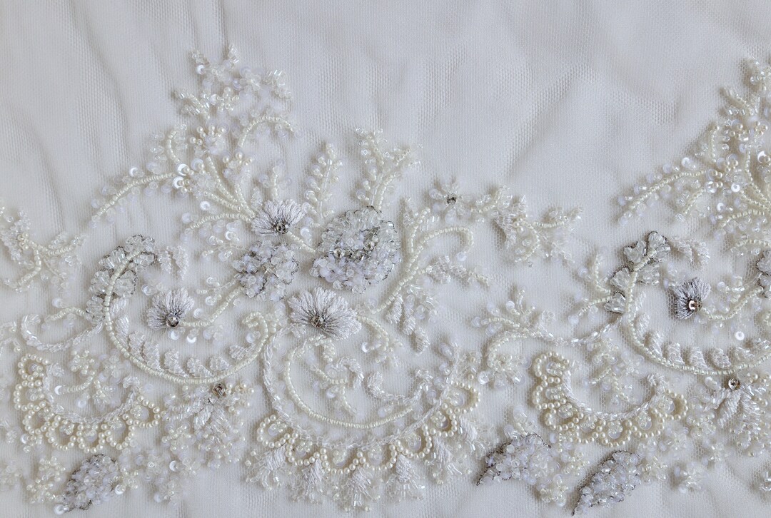 Hand-made Wedding Trim in Ivory Beads and Pearls With an Accent of ...