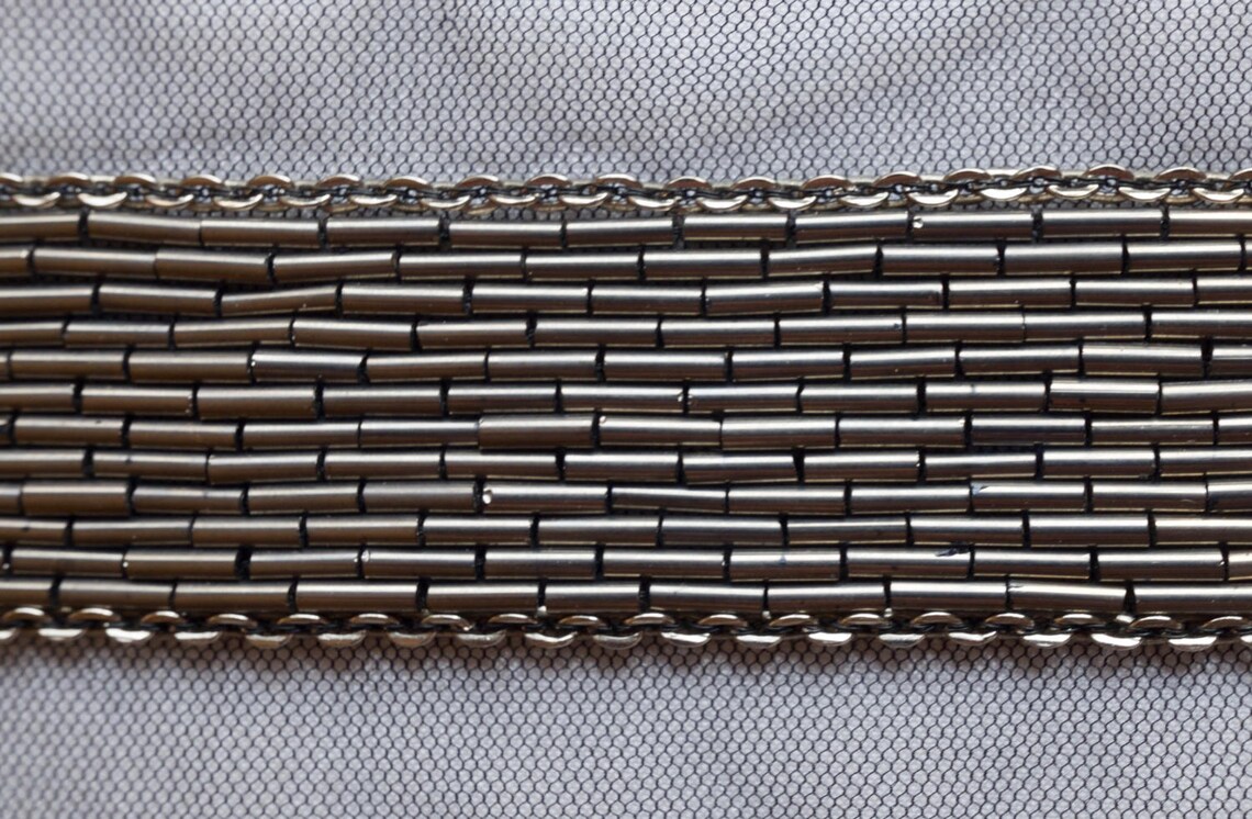 Beaded Trim With Chain Edging in Anthracite Colours - Etsy