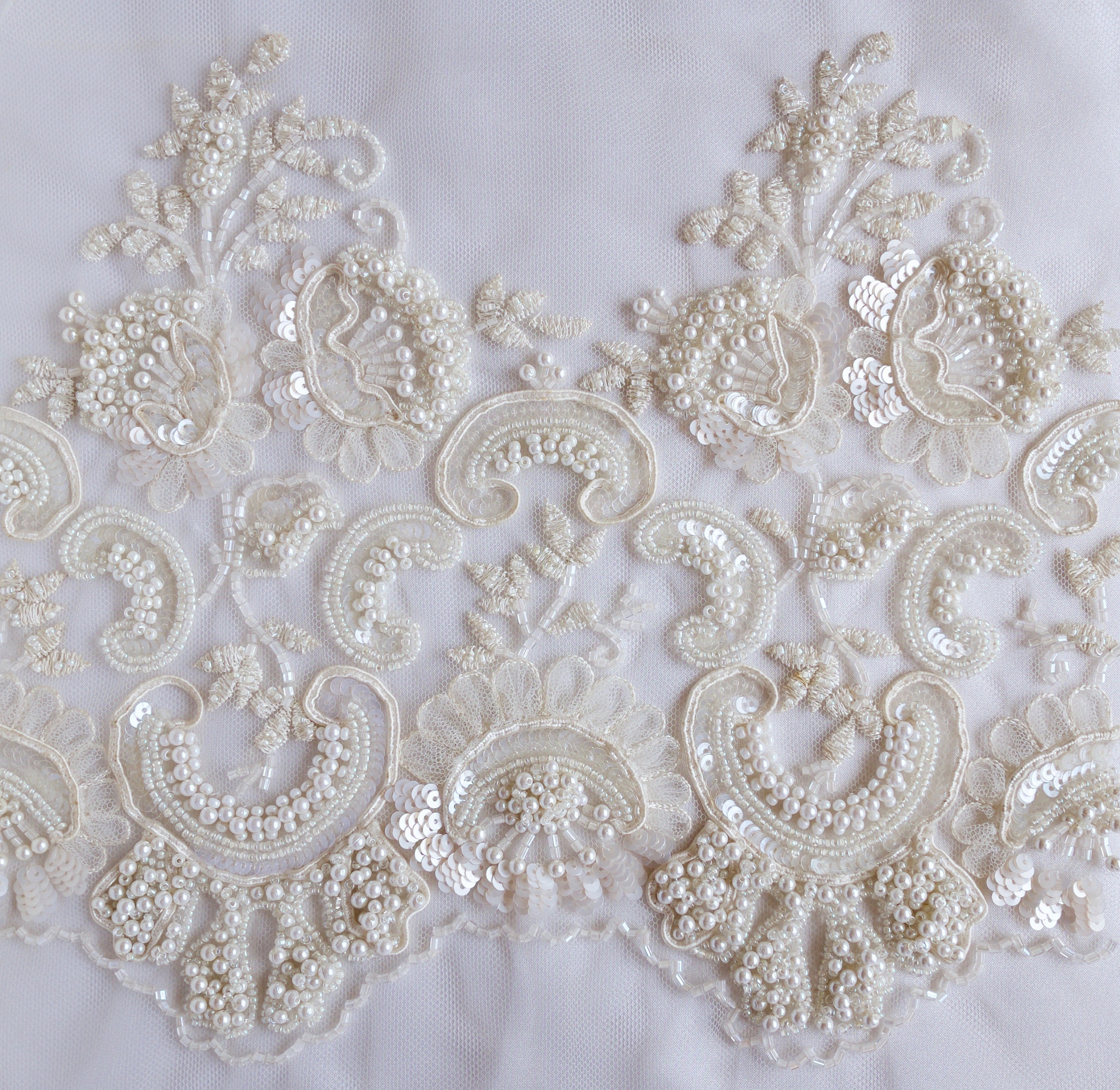 Hand-made wedding trim beaded richly with pearls ribbons and | Etsy