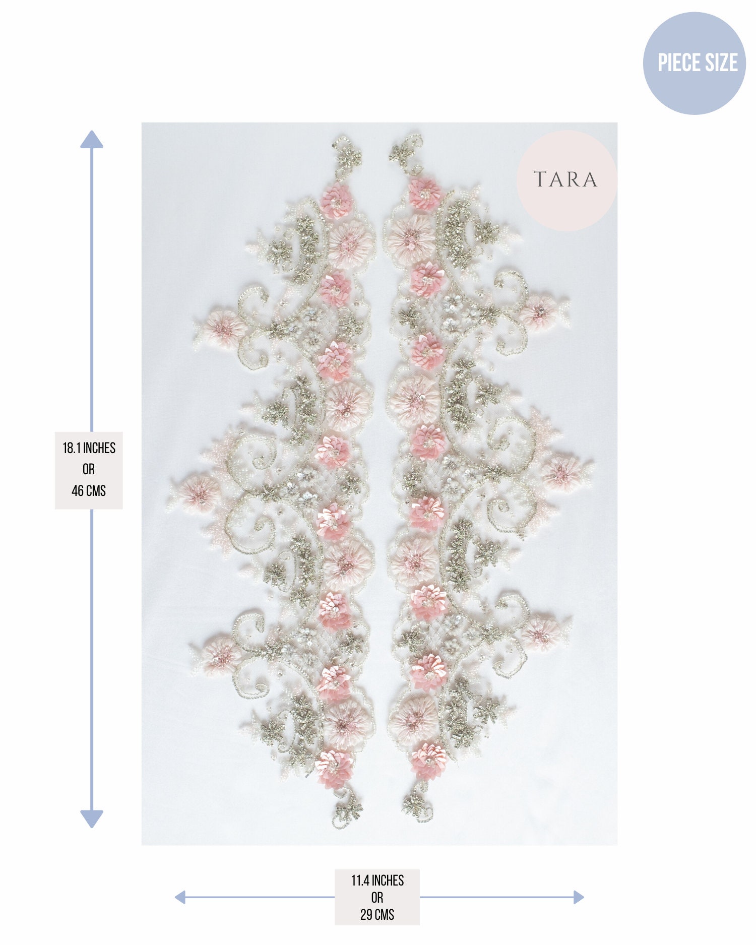Beaded Applique | Lace-style Hand Embroidered Motif in Delicate Shades ...