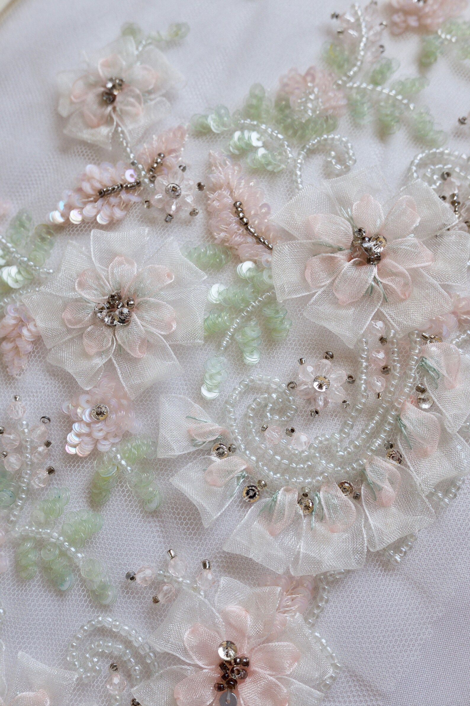 Hand-made Trim in French Lace Style With Ivory-pink Ribbon - Etsy