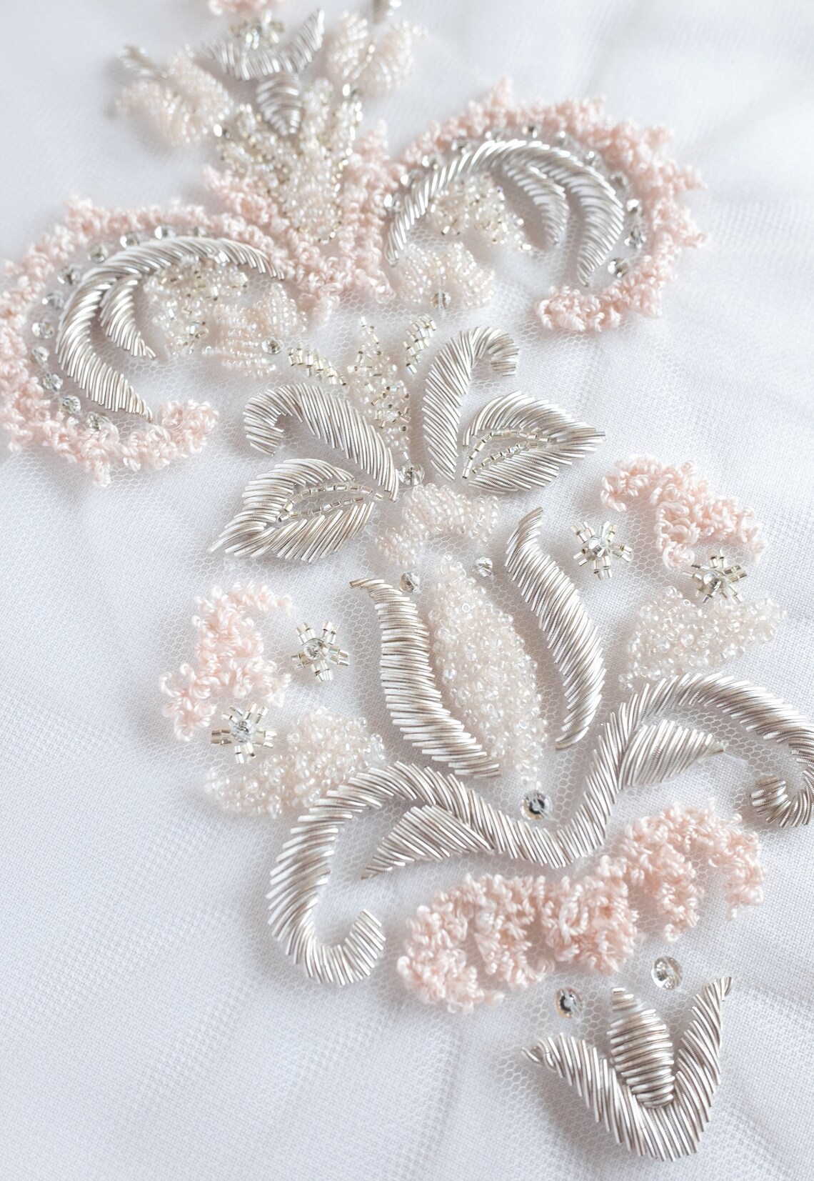 Beaded Applique Hand Embroidered Motif in a Damask Pattern - Etsy